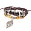Handmade Leather Bracelet Brown Tribal Leaf Beads Bohemian - Leather ...